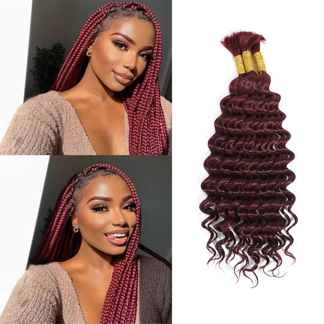 Amazon.com : ARNIHOLL 18A Micro Braiding Hair Human Bulk Hair Deep Wave ...