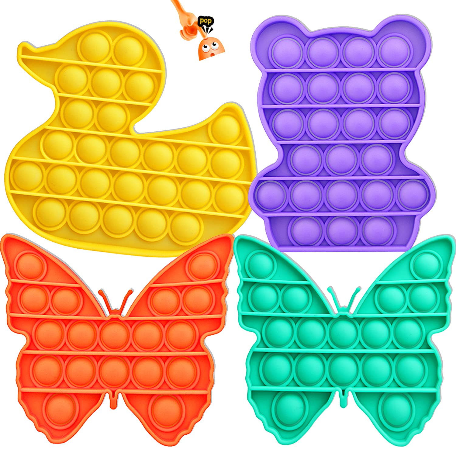 Buy 4 PCS Push Pop Bubble Sensory Toy, Push Pop Fidget Toy,Silicone ...