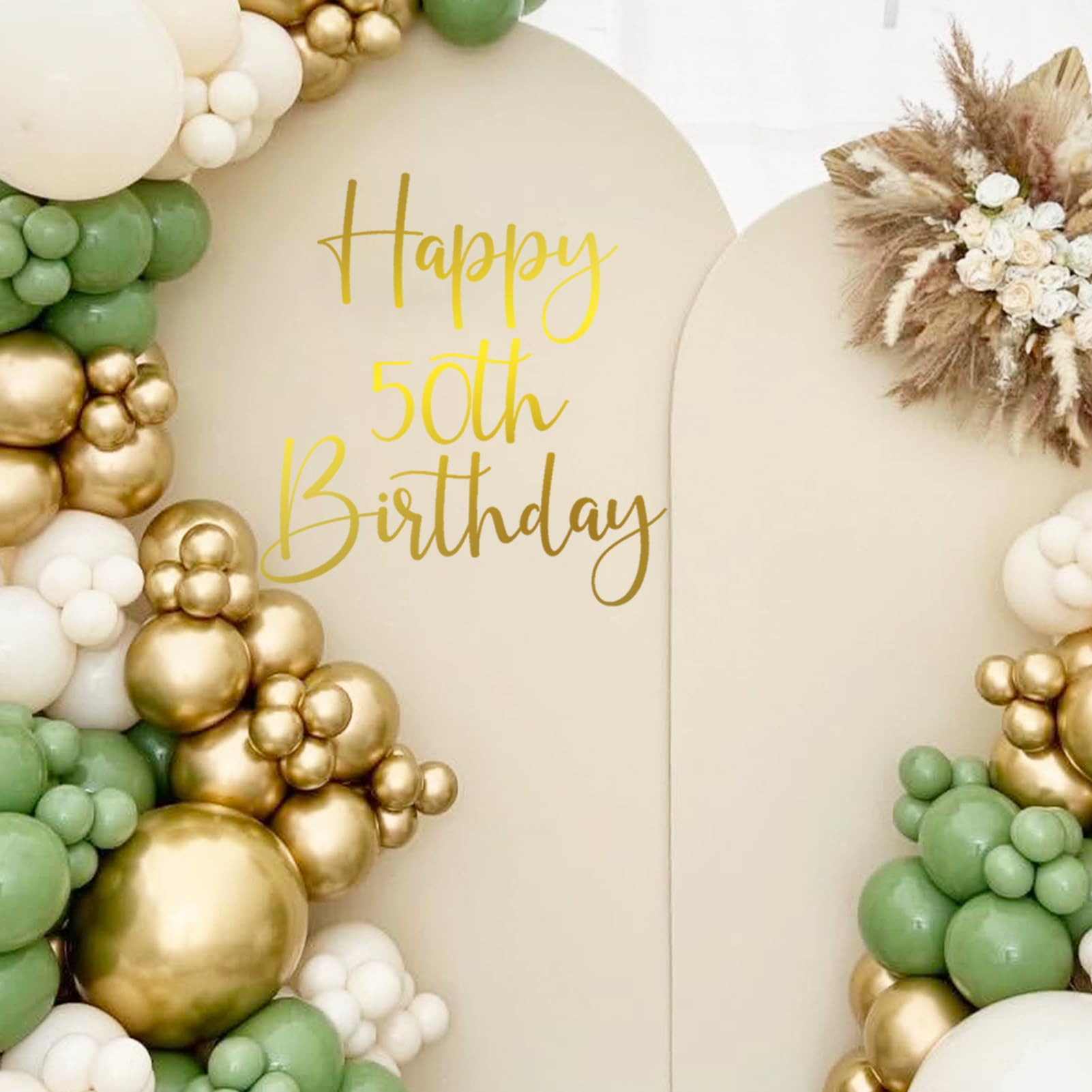 Happy Birthday Banner Gold Gold Happy Birthday Backdrop Eucalyptus ...