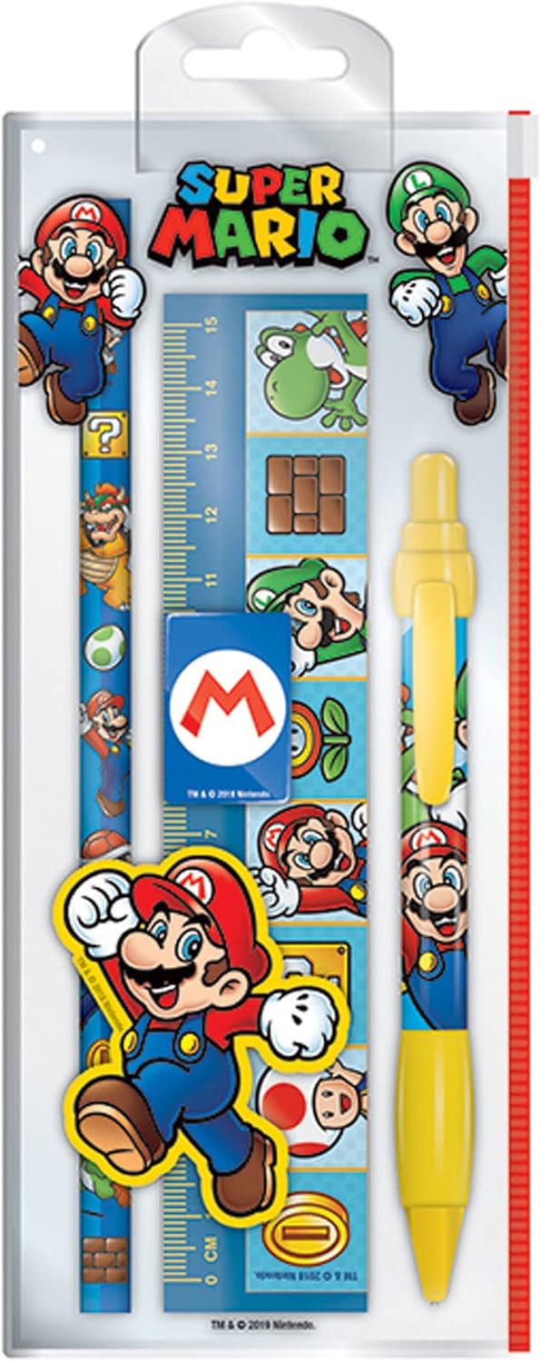 Super Mario | Characters | 5 Piece | Stationery Set | School | Work ...