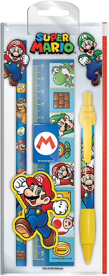 Super Mario | Characters | 5 Piece | Stationery Set | School | Work ...