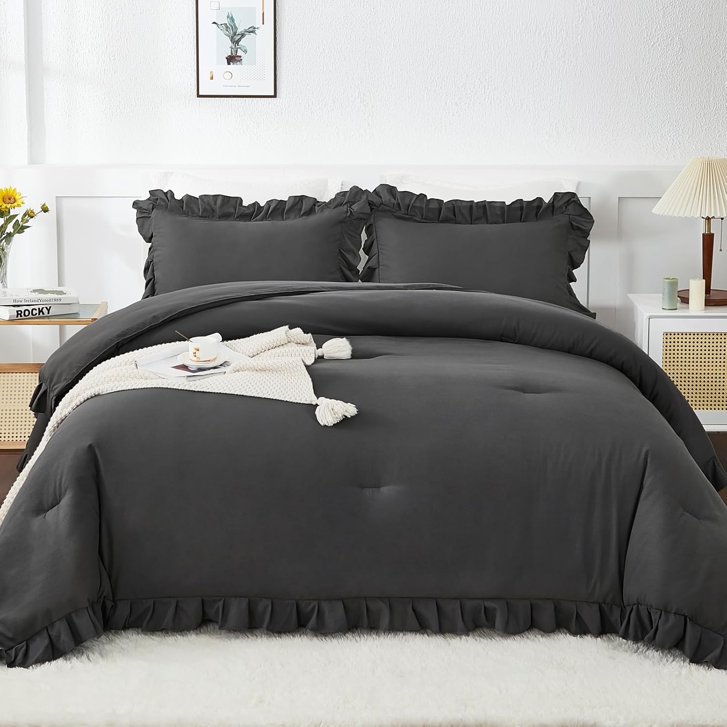 Amazon.com: Andency Dark Gray Twin Size Comforter, 2 Pieces Kids All ...