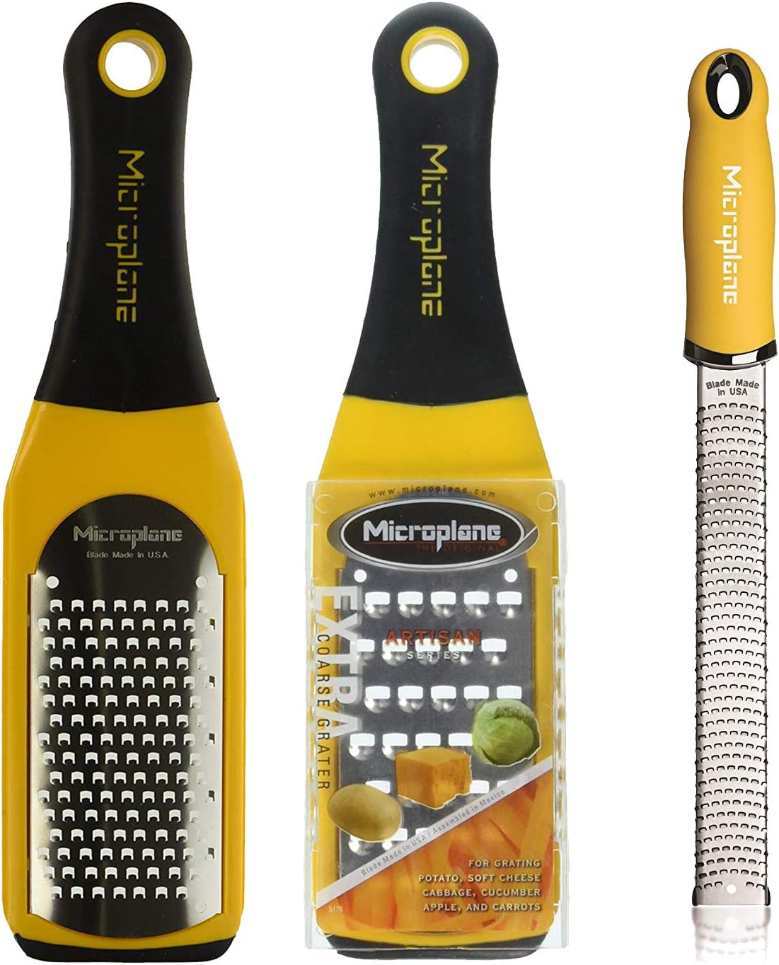 Amazon.com: Microplane Artisan 3-Piece Yellow Grater Set, Coarse, Extra ...