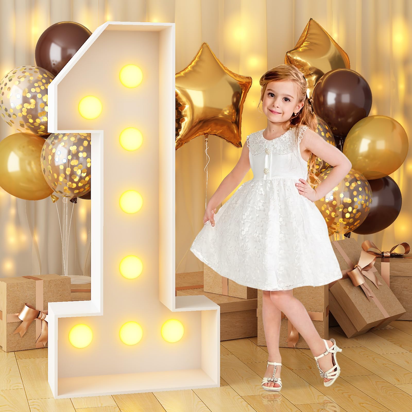 Snapklik.com : Paeyeq 4FT Marquee 1 Numbers, White Light Up Numbers For ...