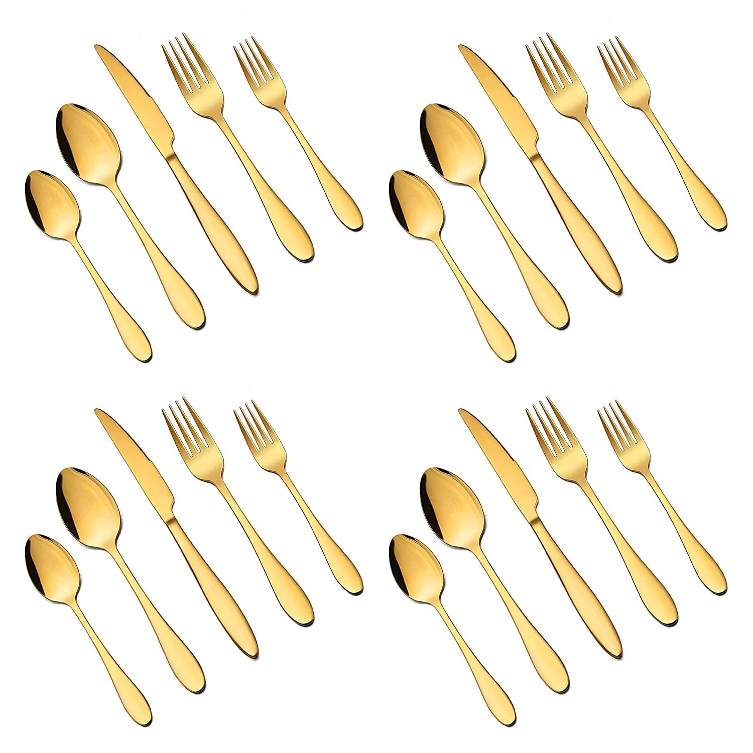 Buy SNEHANSH 304 Stainless Steel Goldware Set, Rainbow Cutlery Set 20 ...