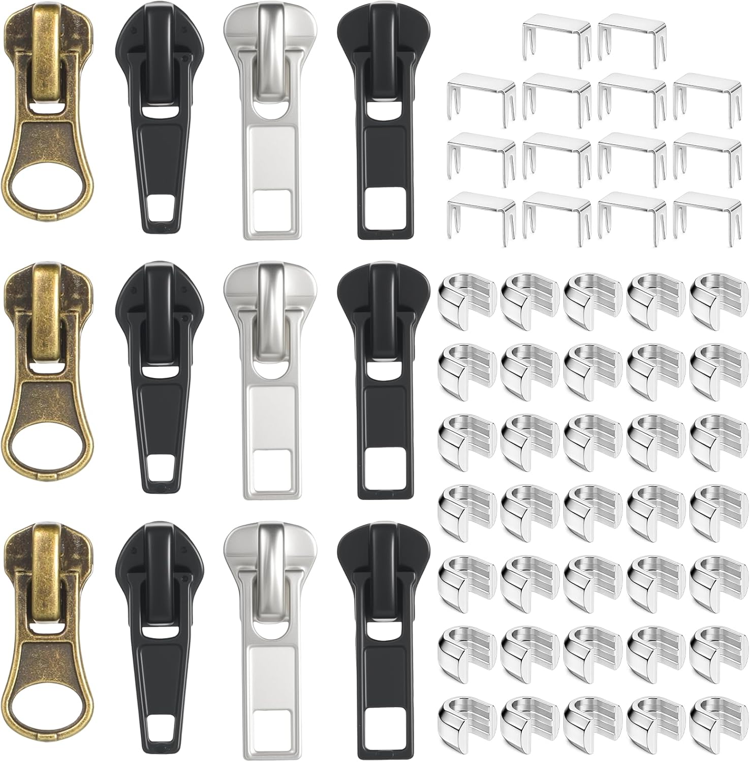 Amazon.com: Qianyu 62 Pcs Zipper Repair Kit Metal Zippers Retainer Box ...
