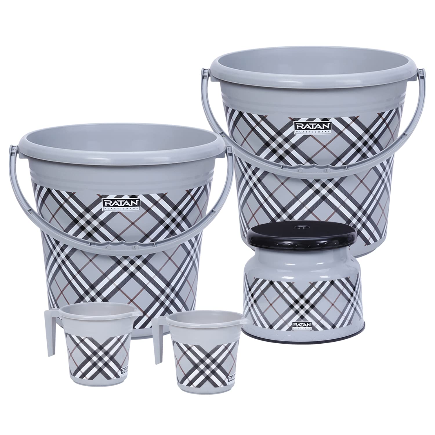 RATAN PLASTICWARE Pack of 5 Bathroom Full Set Combo (25L Bucket X 2/1 ...