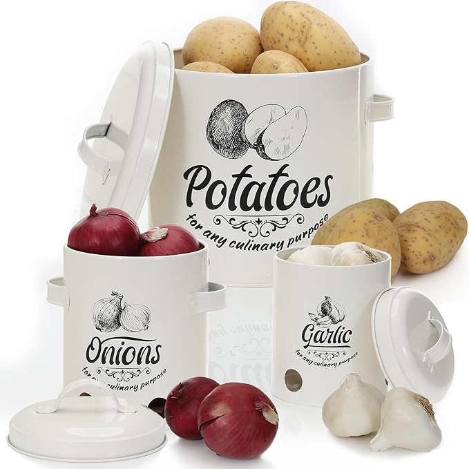 Amazon.com: Prosper Culinary Potato and Onion Storage Bin with Garlic ...