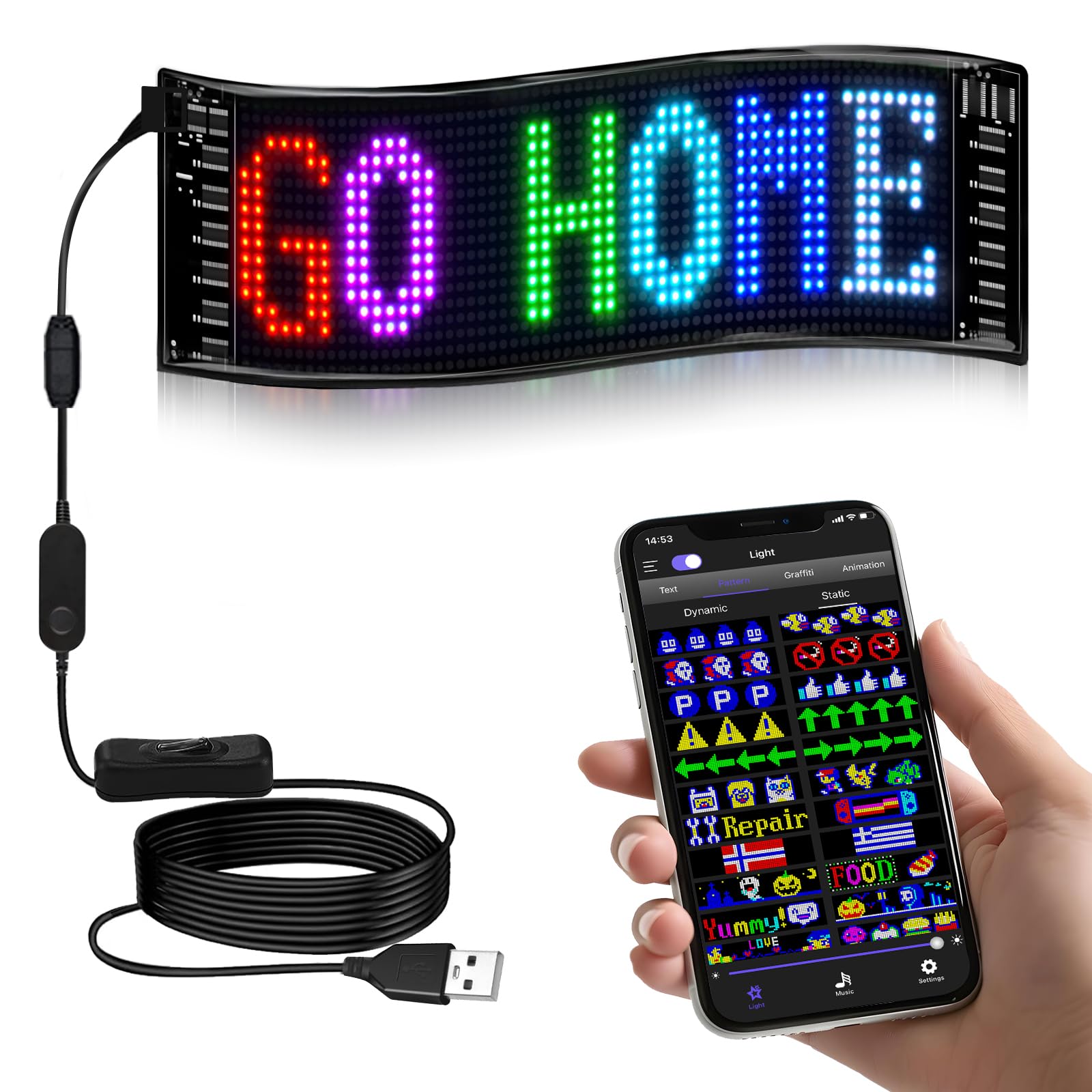 Amazon.com: Programmable LED Car Sign | Message Scrolling LED Display ...