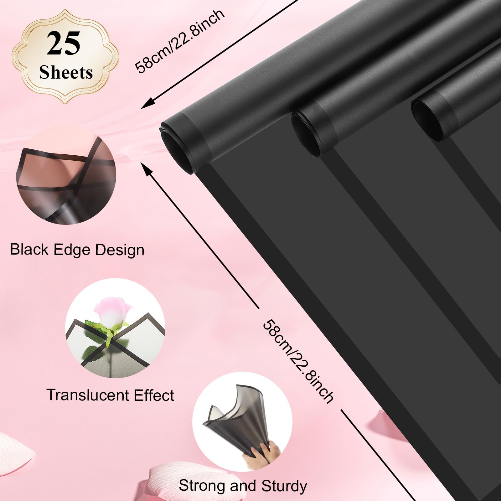 Snapklik.com : 25 Sheets Black Floral Paper, Graduation Gifts Flower ...