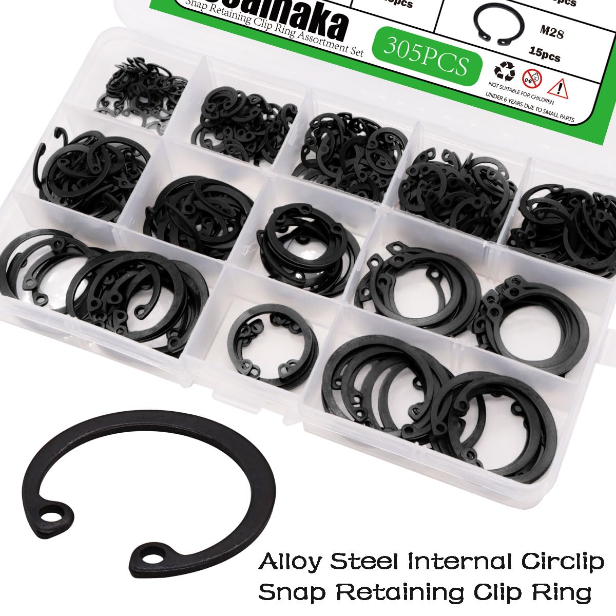Snapklik.com : Seamaka 305Pcs Alloy Steel Internal Retaining Ring,11 ...