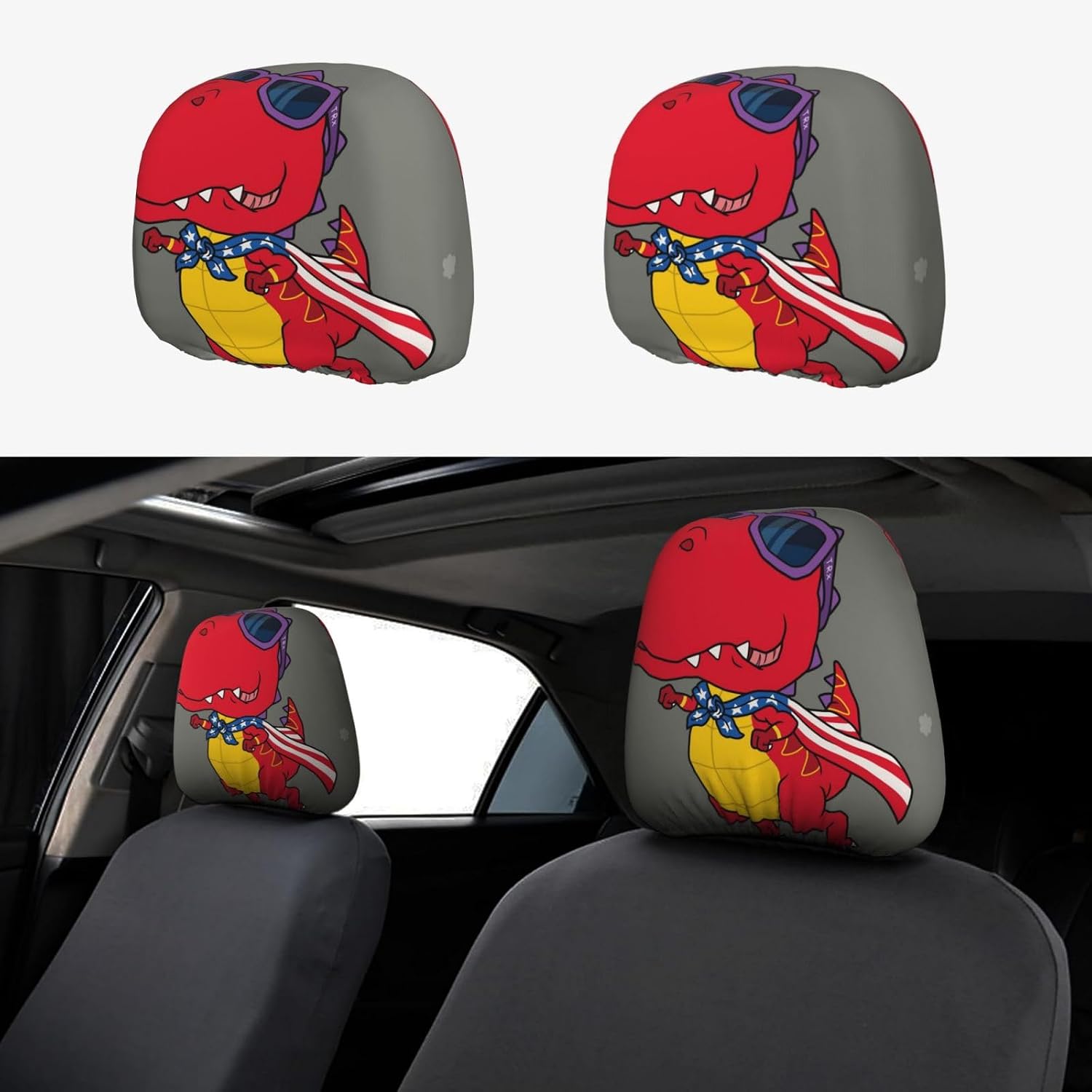 Amazon.com: Mosytuky 2 Pcs Dinosaur Super Hero Cartoon Print Car ...