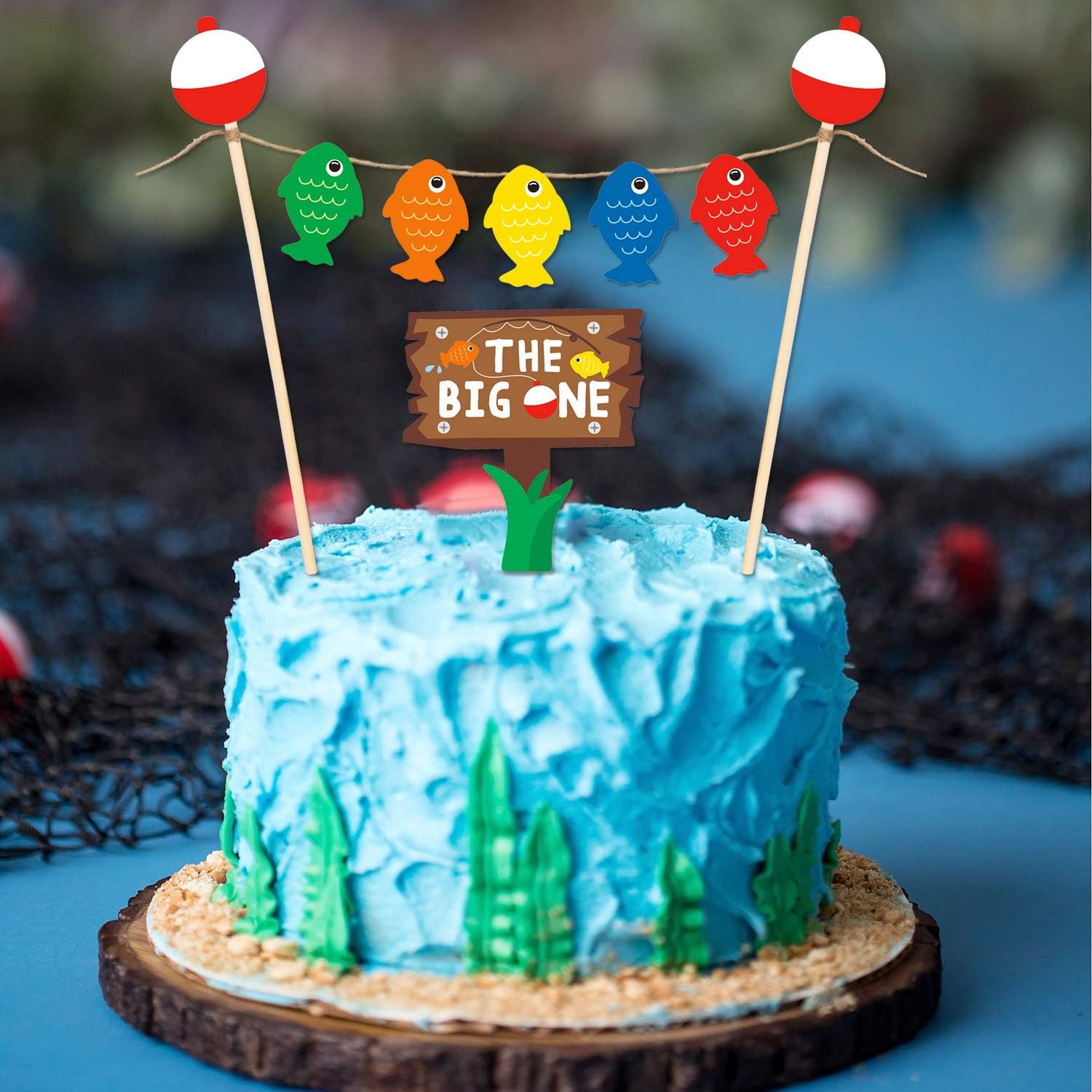 The Big One Cake Topper Bobber Gone Fishing Theme Little | Desertcart OMAN