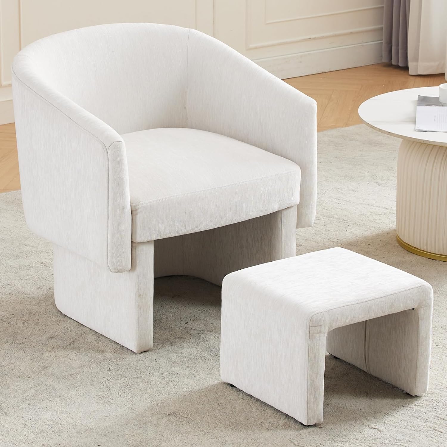 Amazon.com: DUOMAY Living Room Chair with Ottoman Set, Modern Chenille ...