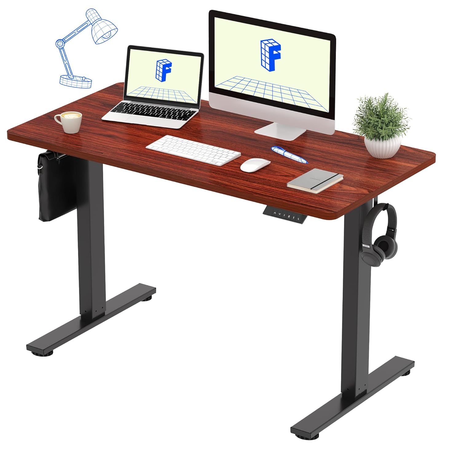 FlexiSpot EF1 Electric Standing Desk, (W x D x H): 47.2 x 23.6 inches (120 x 60 cm), Memory ...