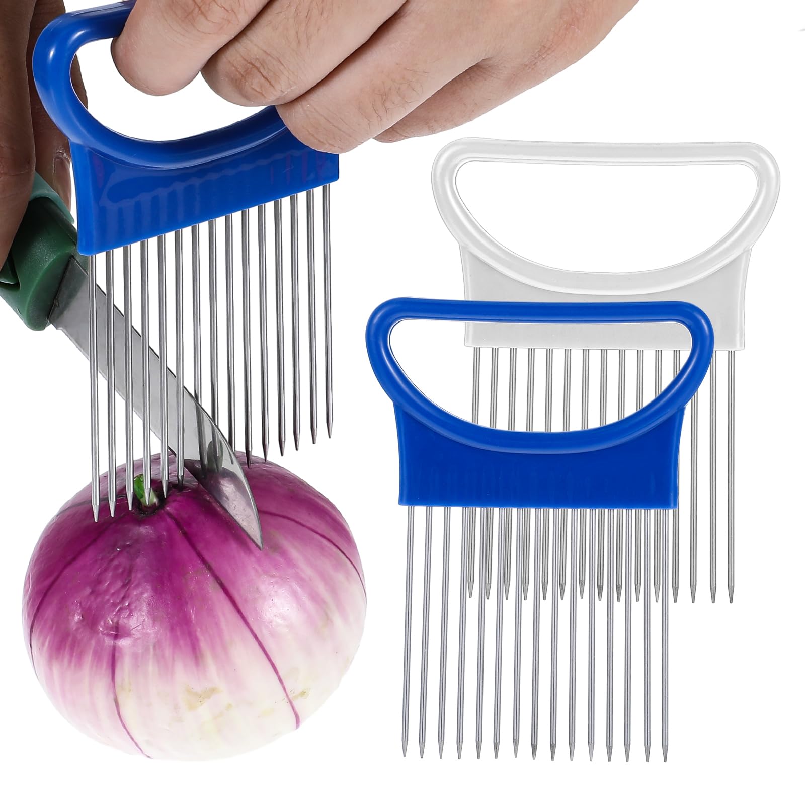 Amazon.com: 2Pcs Onion Slicer Holder, 2024 Upgraded Stainless Steel ...
