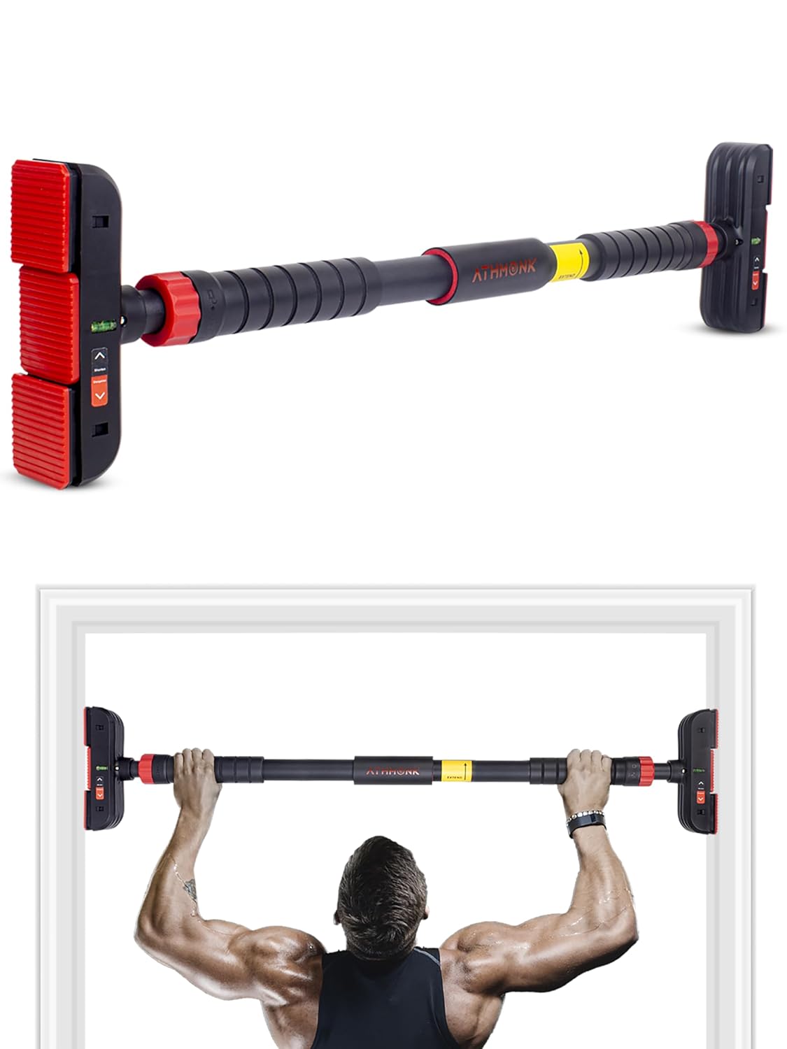 Athmonk No Screw Pull Up Bar Rod for Home Door Mounted - Hanging ...