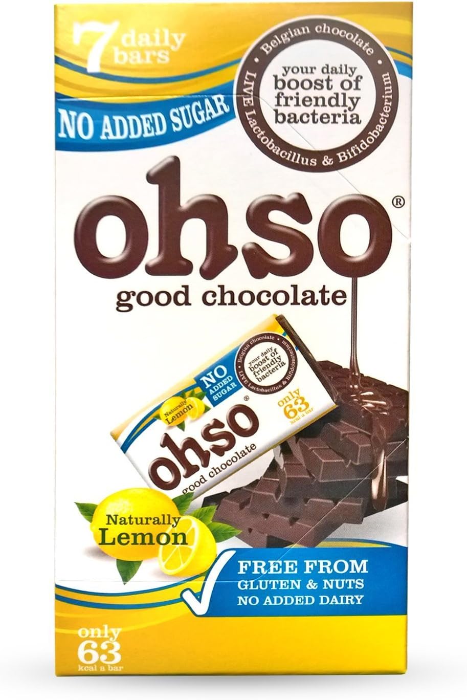 Amazon.com: Ohso Dark Probiotic Belgian Chocolate - No Added Sugar ...