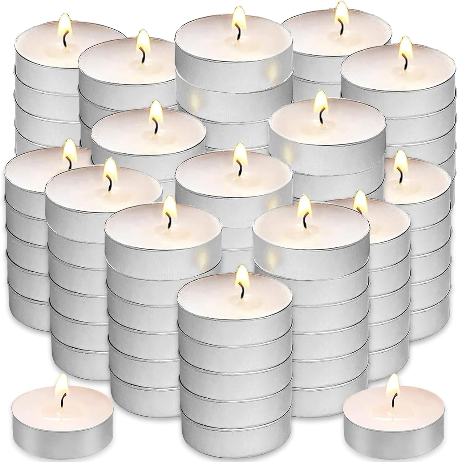 SHOWAY 100 Pack Tea Lights Candles, Tealight Candles,White Smokeless ...