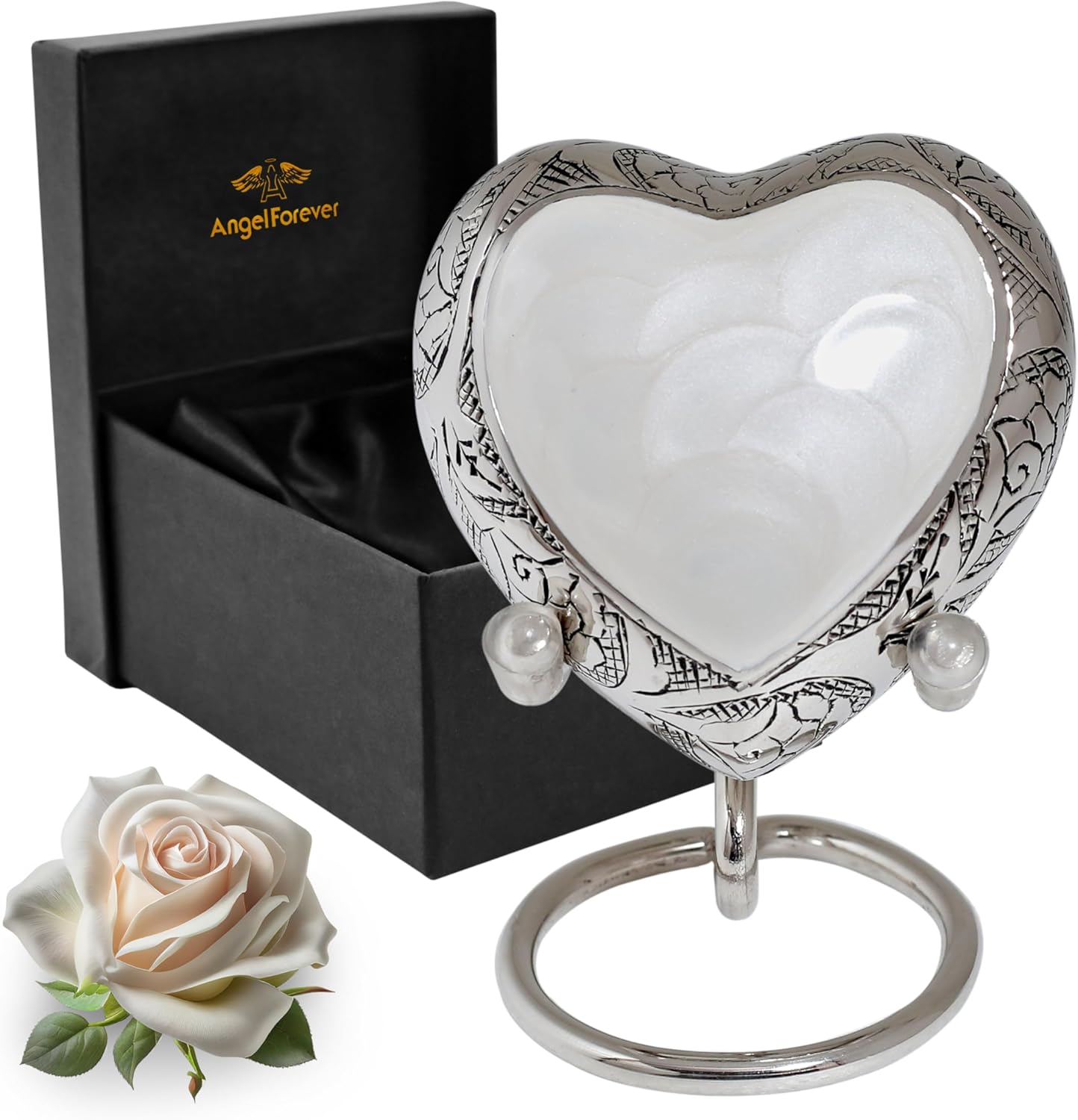 Amazon.com: Heart Keepsake Urn - Heart Shaped Urn with Stand & Box ...