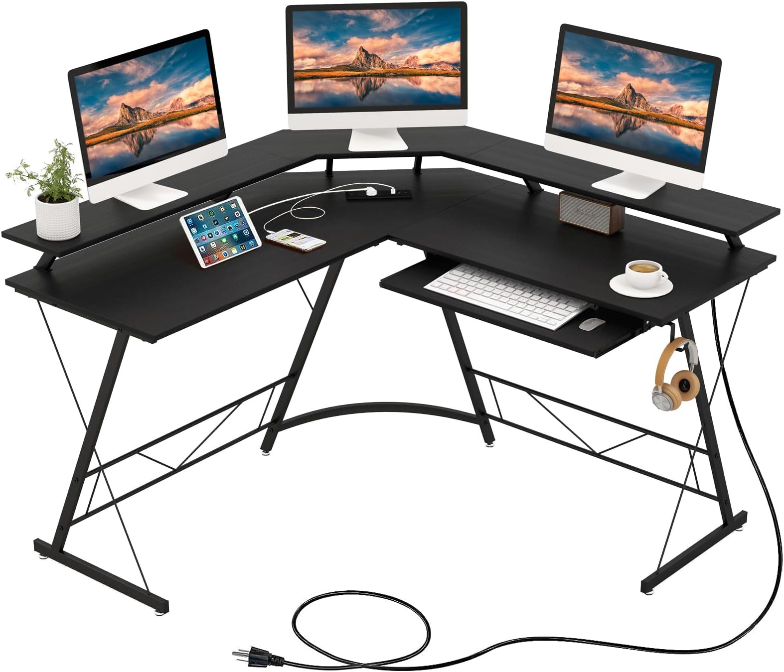 Amazon.com: AOR ESPORTS Computer Desk L Shaped 57 Inch with Power ...