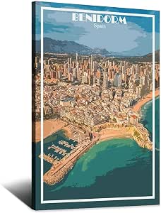 Amazon.com: Benidorm Spain Vintage Travel Poster Skyline Decorative ...