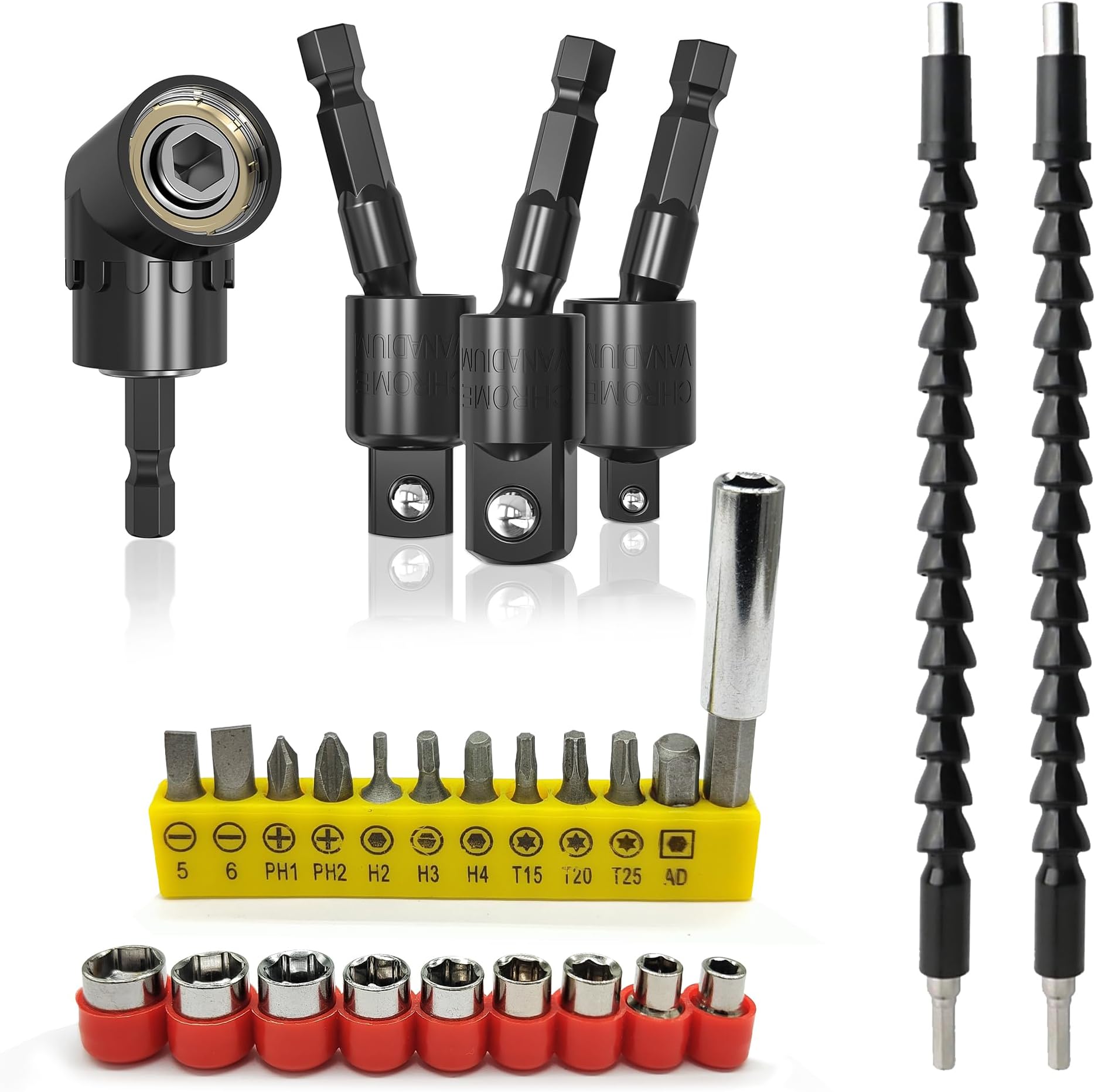 MAEXUS Flexible Drill Bit Extension with 12 Screwdriver Bit Sets, 9 Hex ...