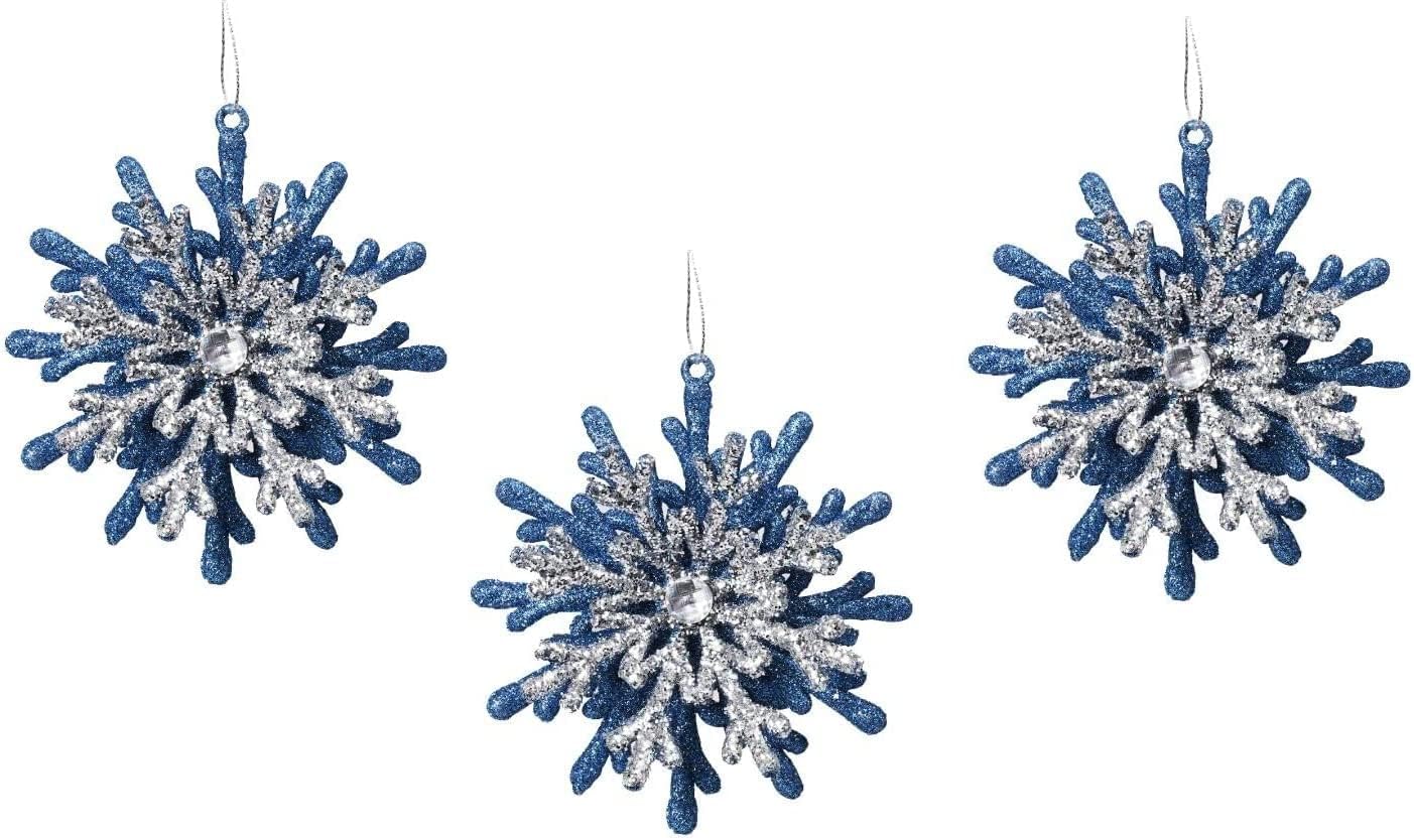 Amazon.com: Coastal Blue Snowflakes for Beach Christmas Winter Decor 5 ...