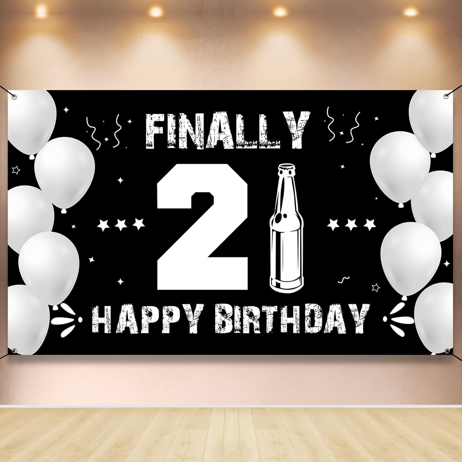 Amazon.com: Happy 21st Birthday Backdrop Banner, Finally 21 Birthday ...