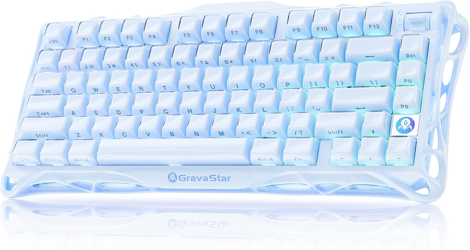 Amazon.com: GravaStar Mercury K1 75% Blue Gaming Keyboard, Aluminum ...