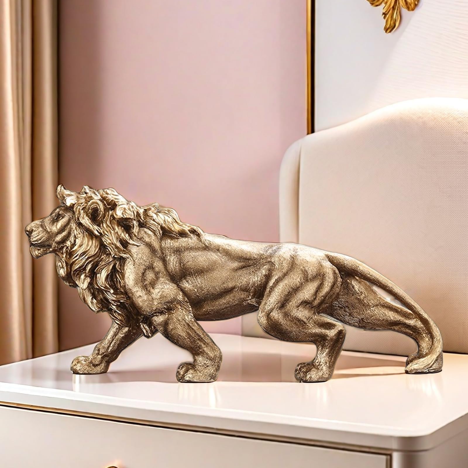 Amazon.com: 14 Inch Strong Lion Statue Figurine Sculpture Resin ...