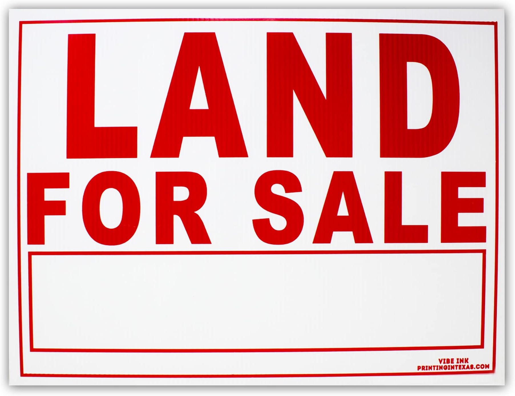 Amazon.com: VIBE INK LAND FOR SALE Yard Sign 24"x18" Red UV-Ink ...