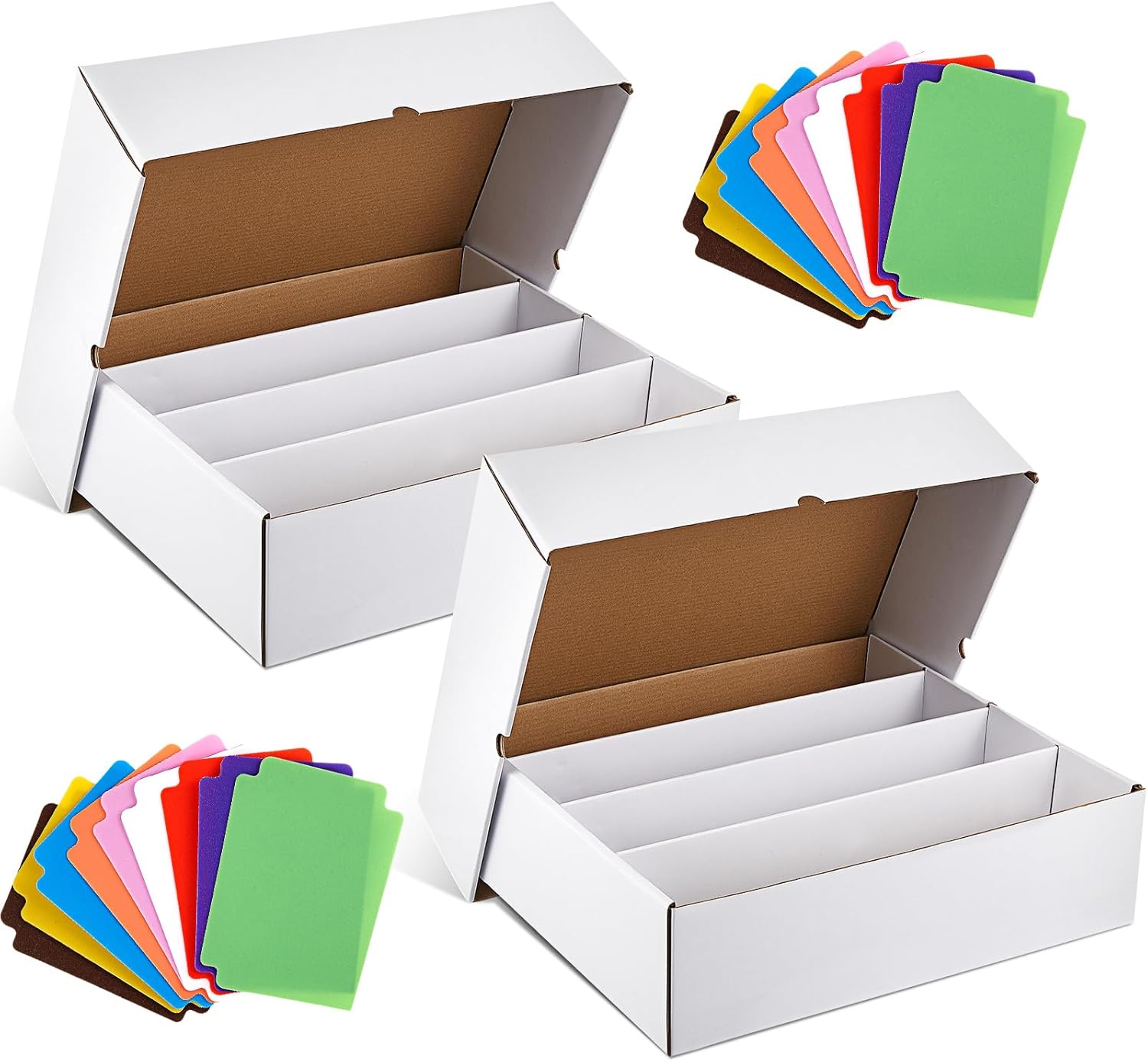 Amazon.com: Tenceur 2 Pcs Card Storage Box with 50 Pcs Dividers Trading ...