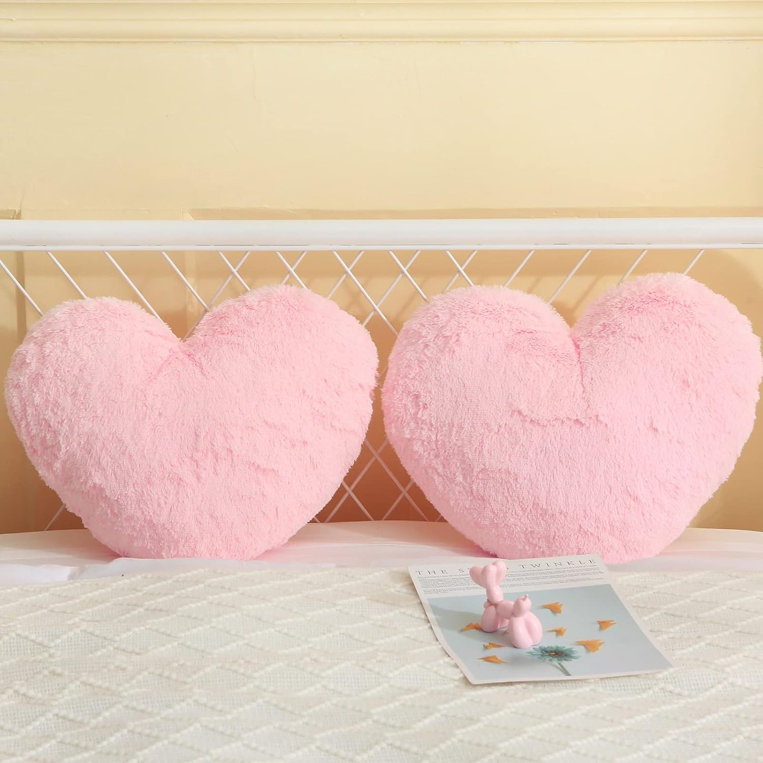 K MASANIJI Paquete de 2 almohadas esponjosas de corazón rosa para niñas ...