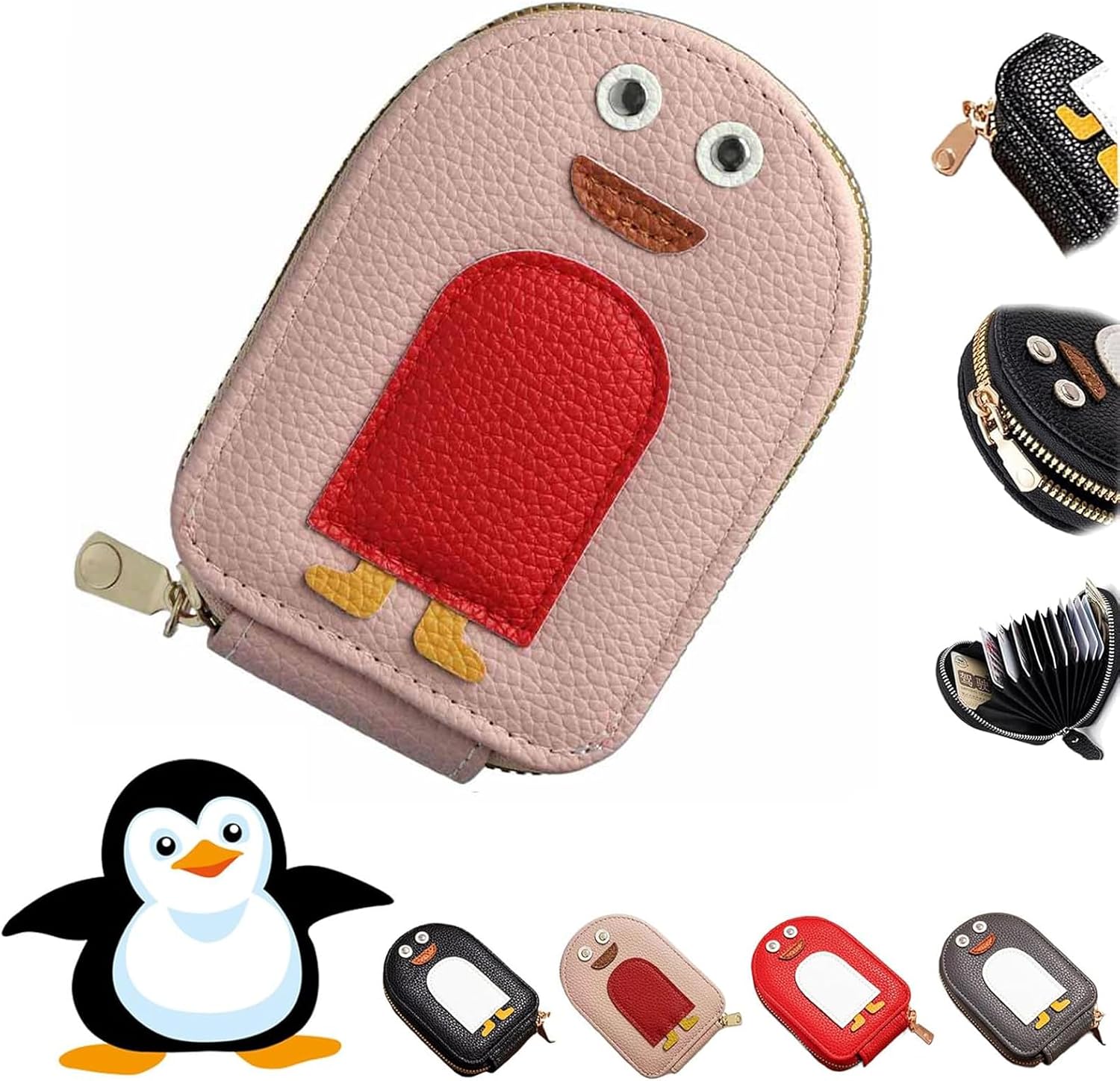 Cute Penguins PU Credit Card Coin Wallet,Creative Cartoon Penguin ...