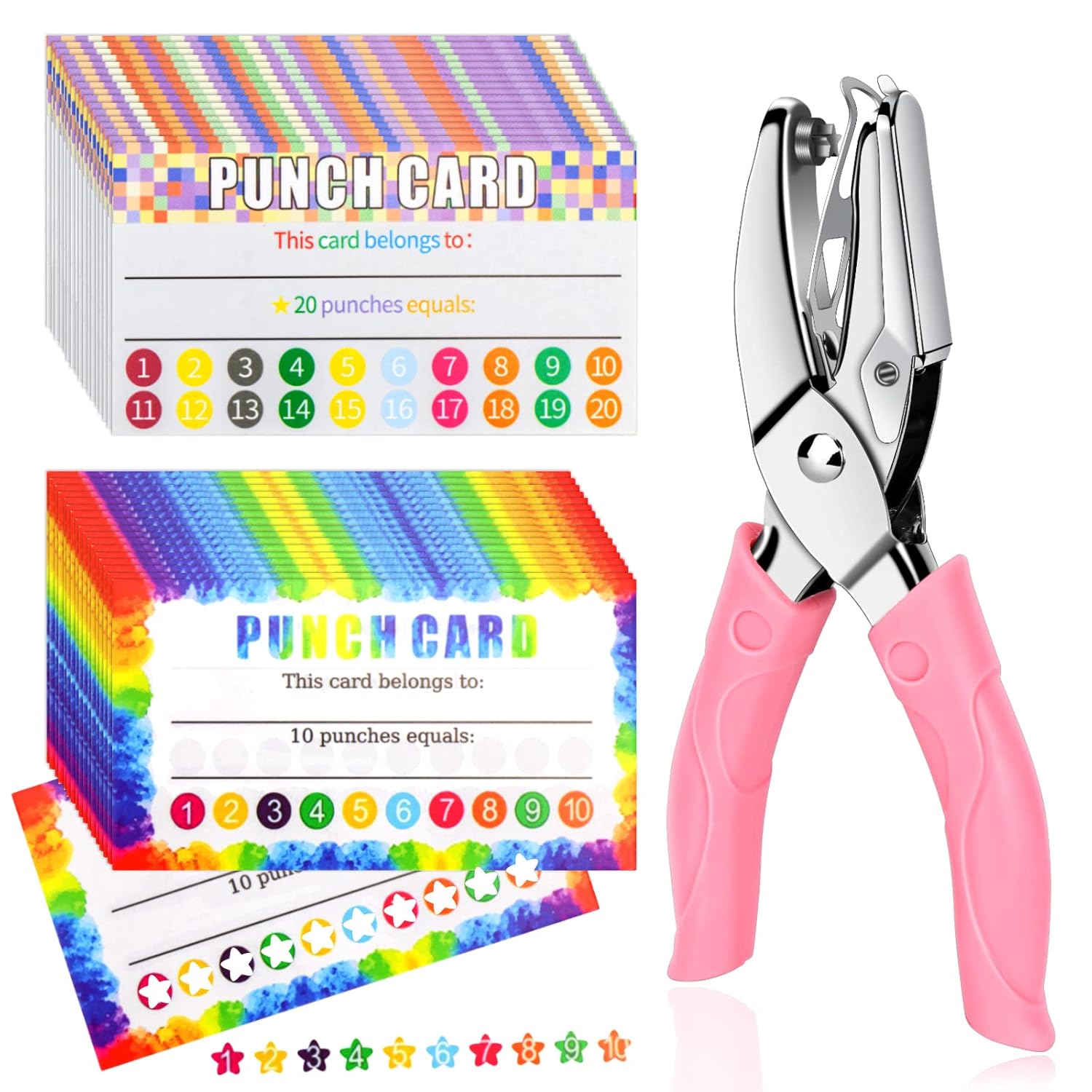 Amazon.com : Hysagtek 2 Styles Punch Cards and Handheld Puncher ...