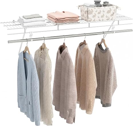 Amazon.com: Giantex Closet Shelf with Hanging Rod, 4 ft Wall Mounted ...