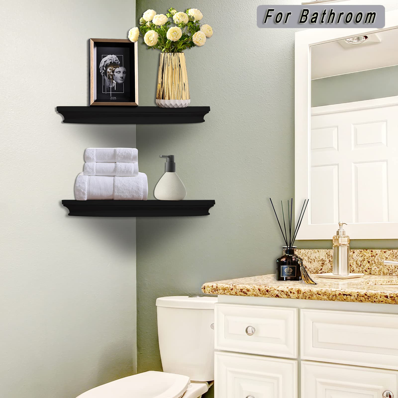 HAO Floating Corner Shelf Invisible Wall Mounted Shelves Radial Shape ...