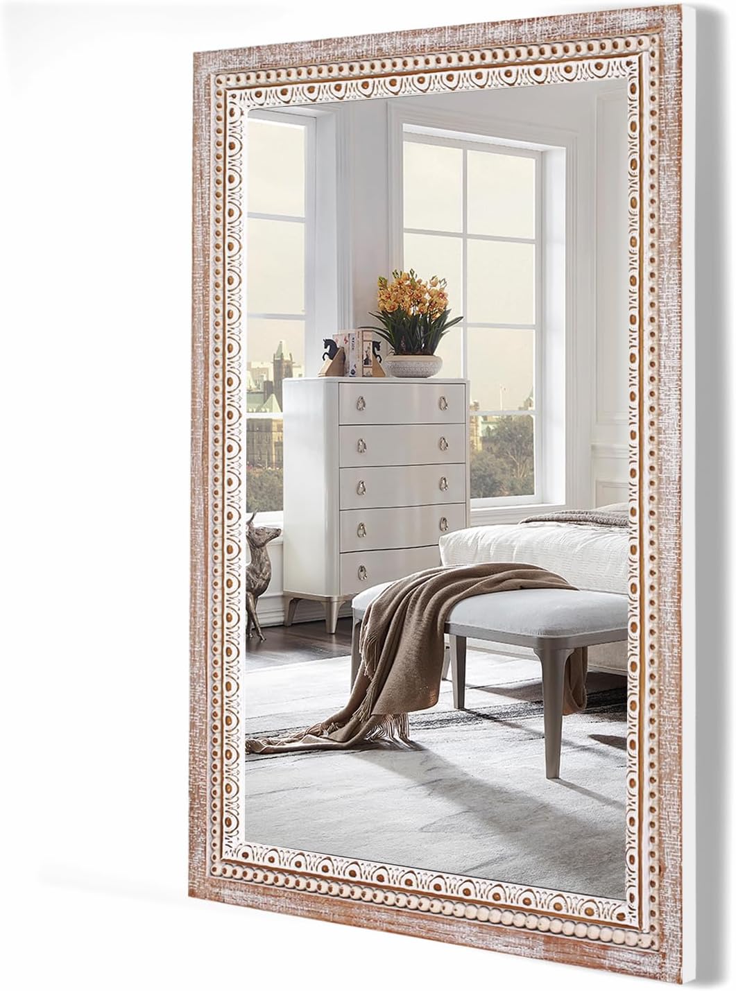 Amazon.com: Reflinto Wooden Rectangle Bathroom Mirrors for Over Sink ...