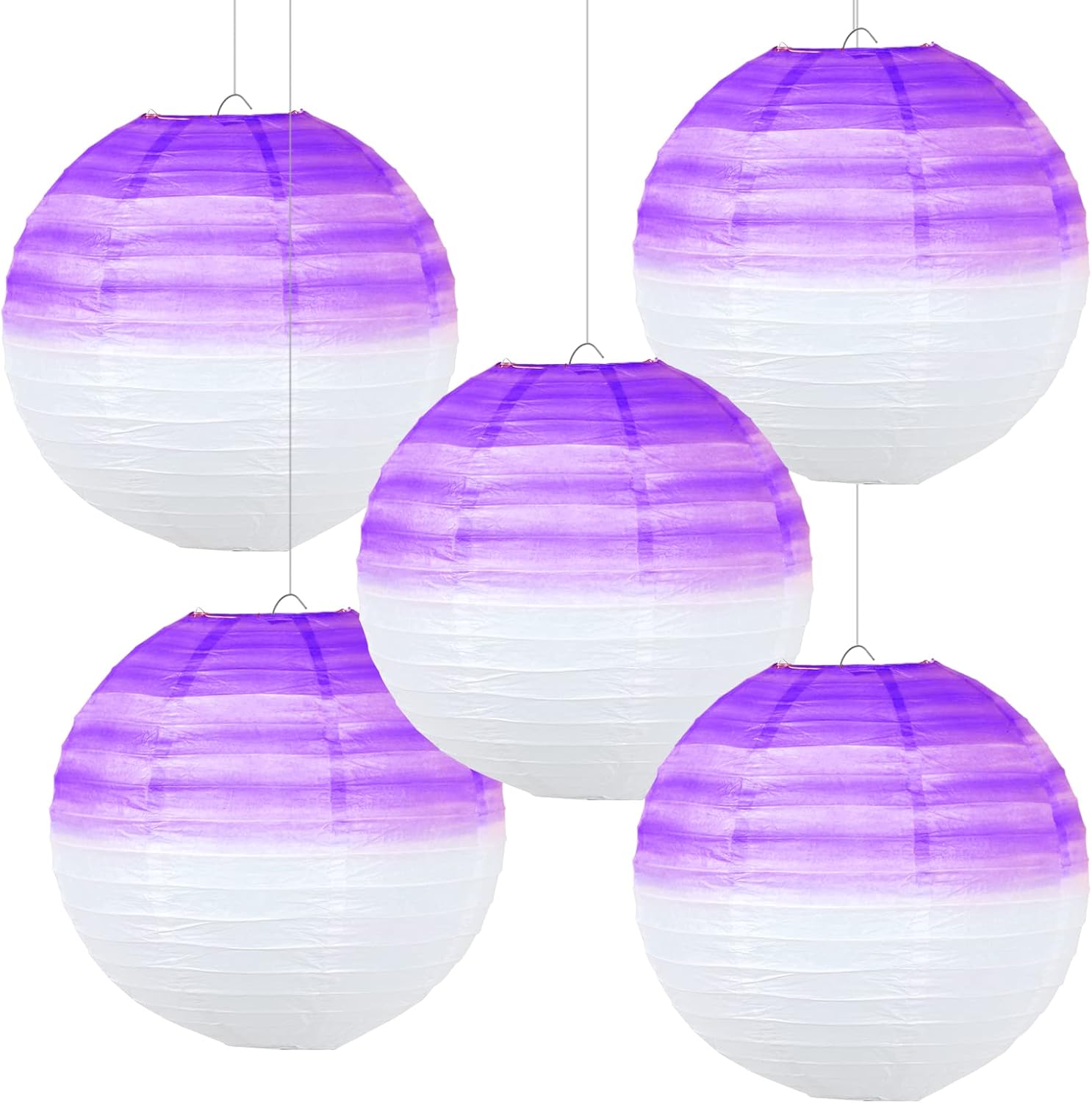 KAXIXI 10-Inch Purple Gradient Chinese Japanese Paper Lanterns ...