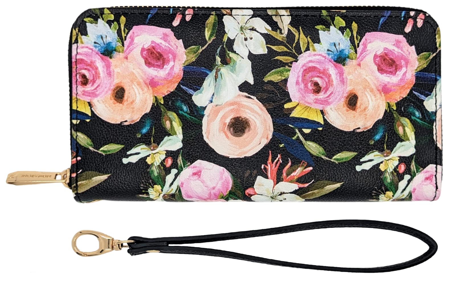 Amazon.com: Monarque Wristlet Bifold Wallet Classic Collection (Floral ...