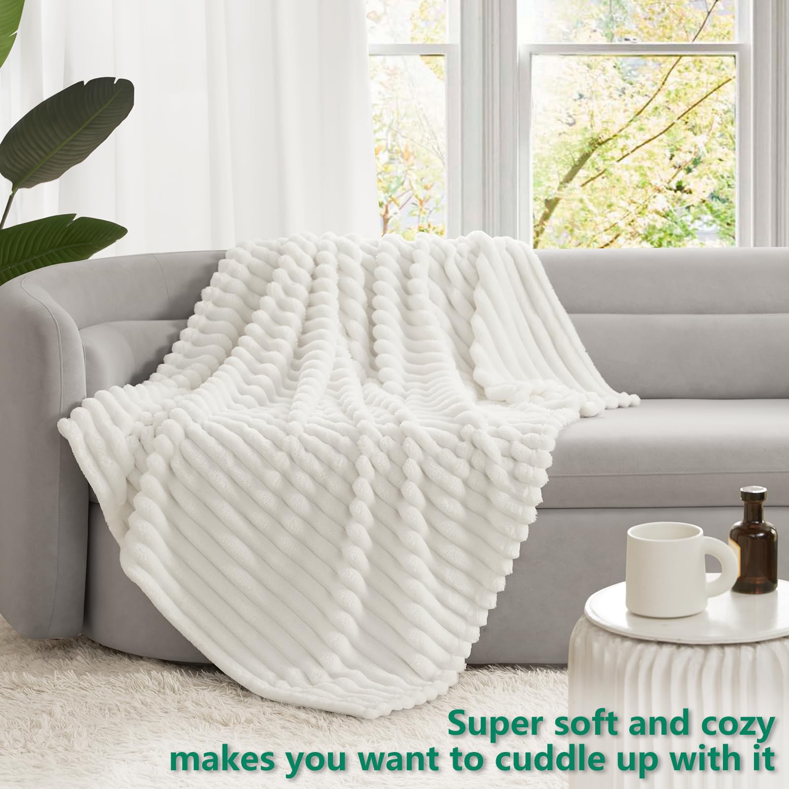 Soft Blanket Couch Blanket Lightweight Plush Fleece Throw Blanket White ...