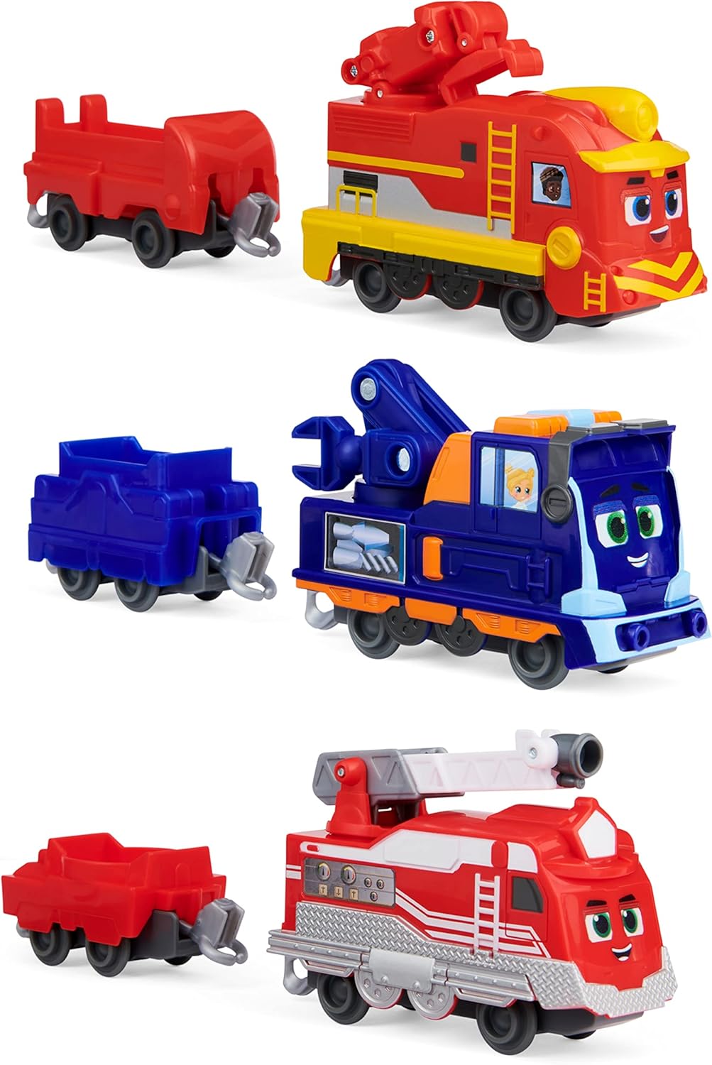 Mighty Express, Coffret de 3 Petits Trains Push and Go Nate Le Rapide, Milo Le mécano et Brock ...