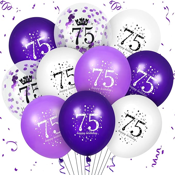 Amazon.com: 75th Purple Birthday Balloons Decorations, 16PCS Purple ...