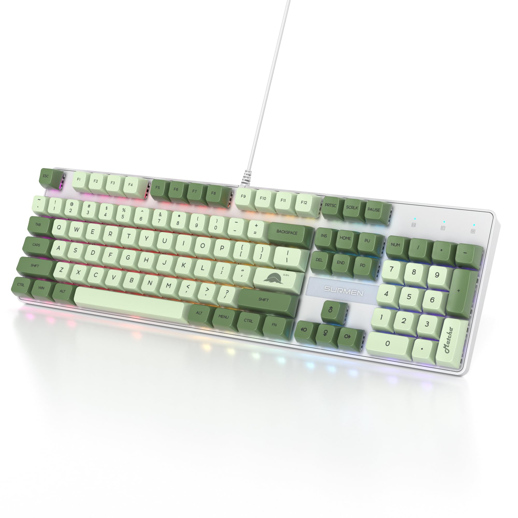 SOLIDEE NKRO Mechanical Gaming Keyboard, Full Size, Green Matcha ...