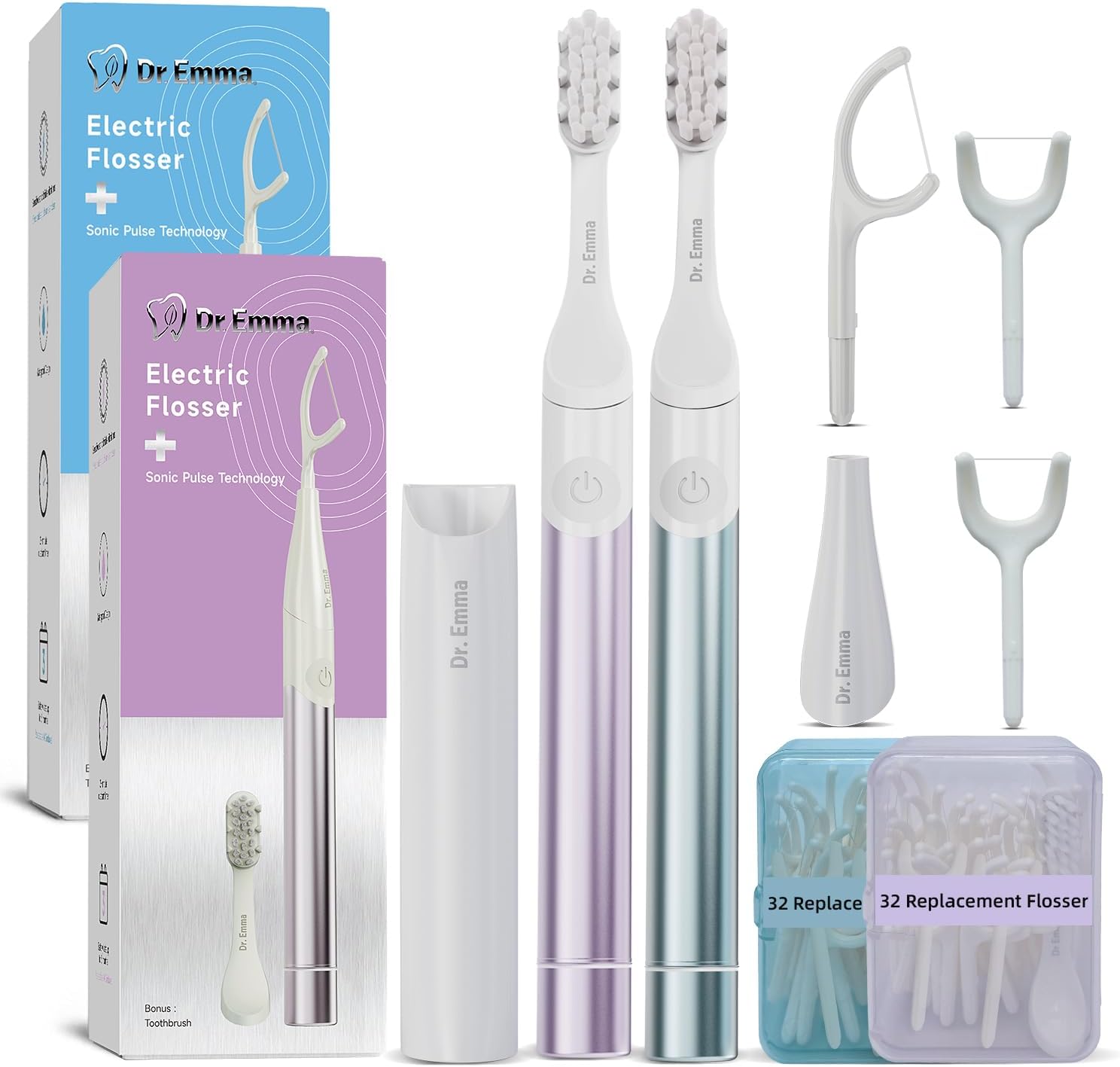 Amazon.com: Dr. Emma Couple Bundle Electric Flosser with Replaceable ...