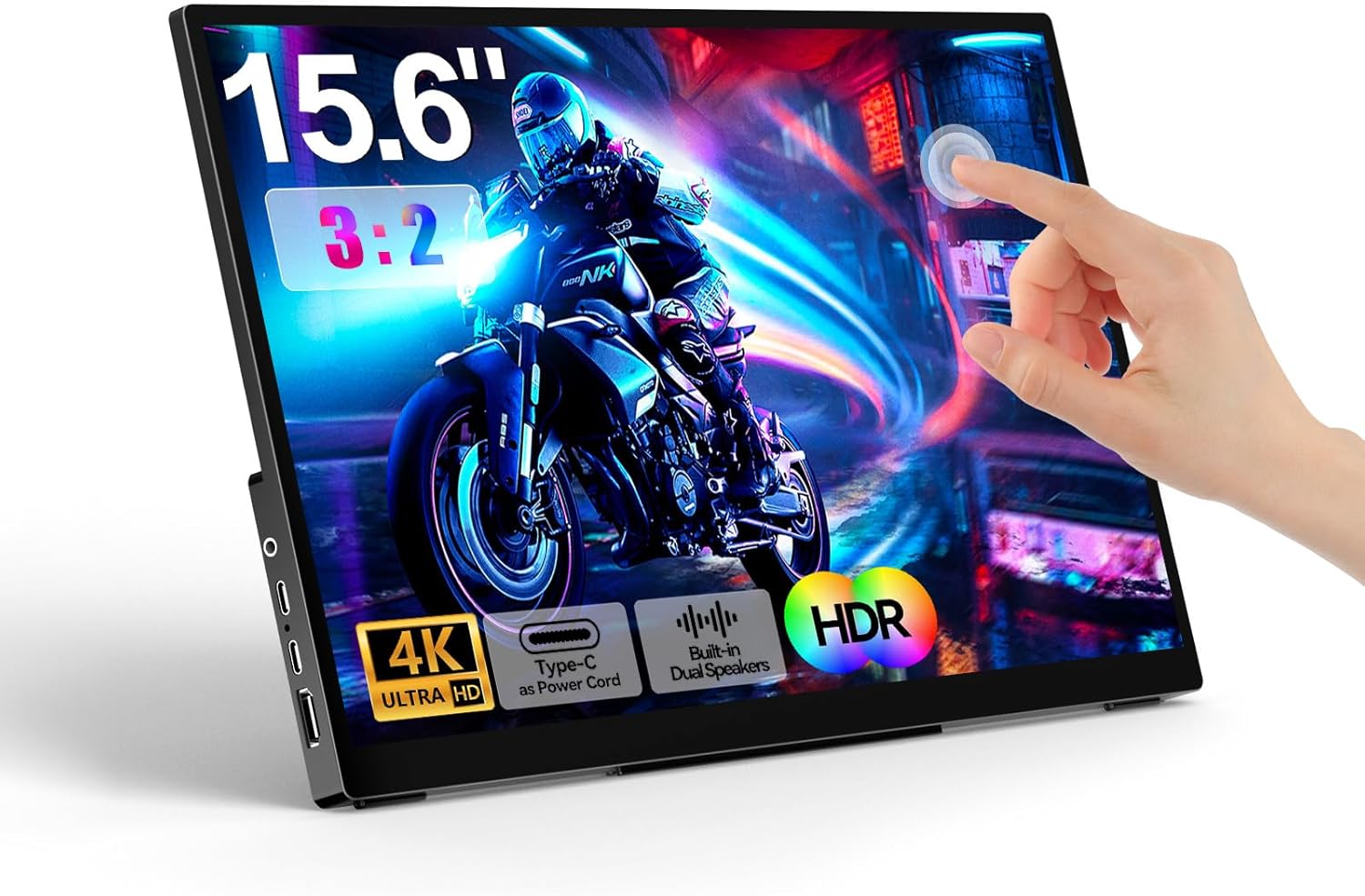 Amazon.com: 4K Portable Touch Monitor, 15.6" inch 3840 * 2160 UHD w/USB ...