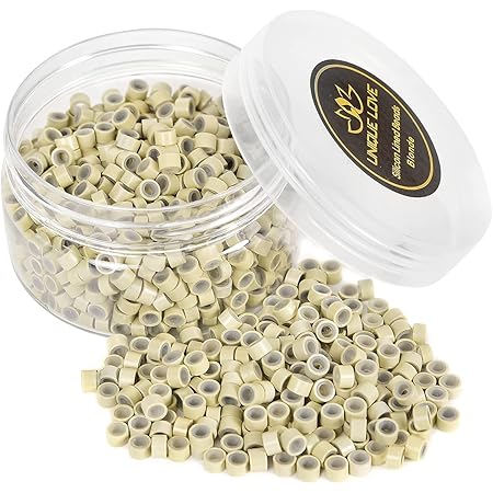 Amazon.com : Hair Extension Beads, Blonde Microlink Beads with Silicon ...