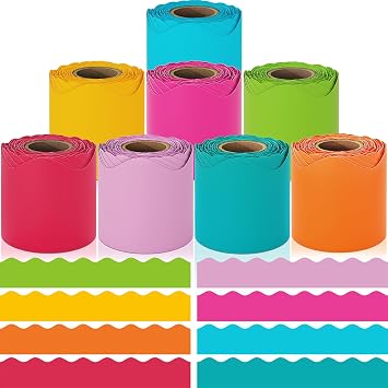 Amazon.com: Bulletin Board Borders, 8 Rolls 262.4 Ft Bright Scalloped ...