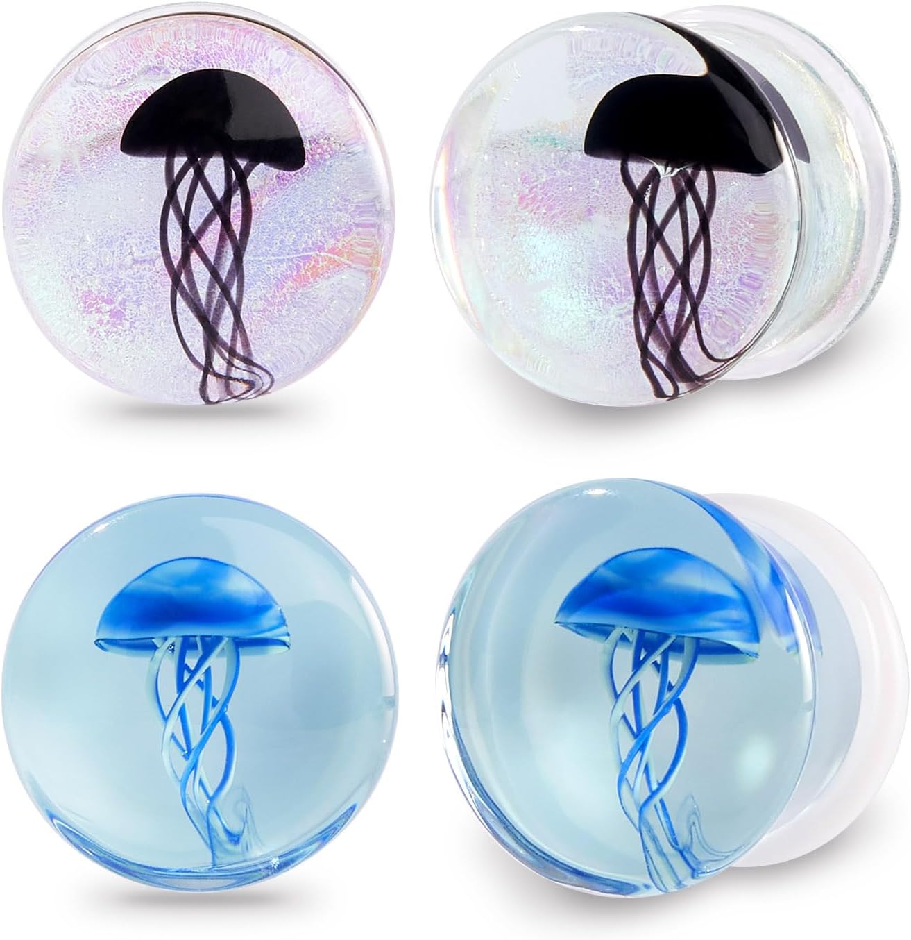 Amazon.com: DERALA 2Pairs Ear Stretcher Plugs Glass Transparent for ...